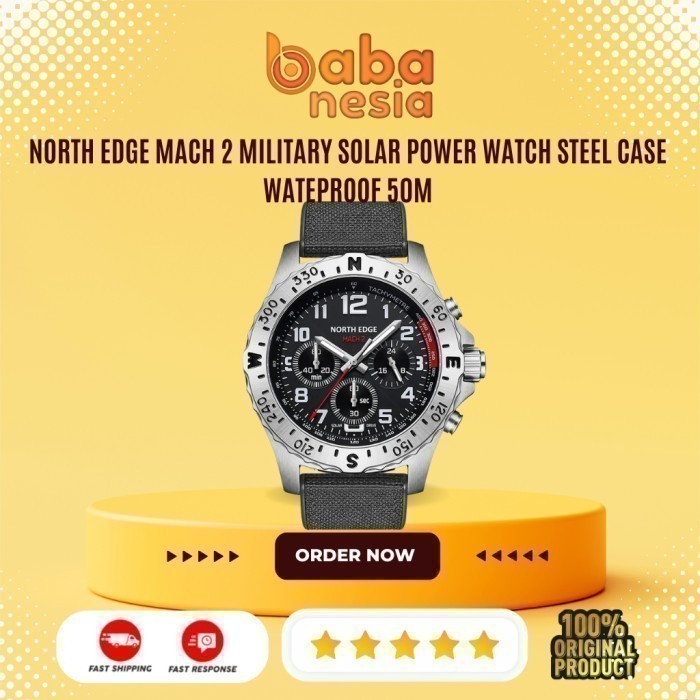 Jual NORTH EDGE MACH 2 Military Solar Power Watch Steel Case Wateproof ...
