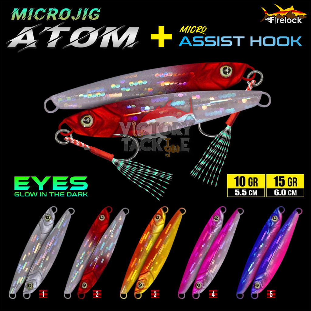 Jual Umpan Pancing Metal Jig Micro Firelock Atom 10 - 15 Gram Termasuk Kail | Shopee Indonesia