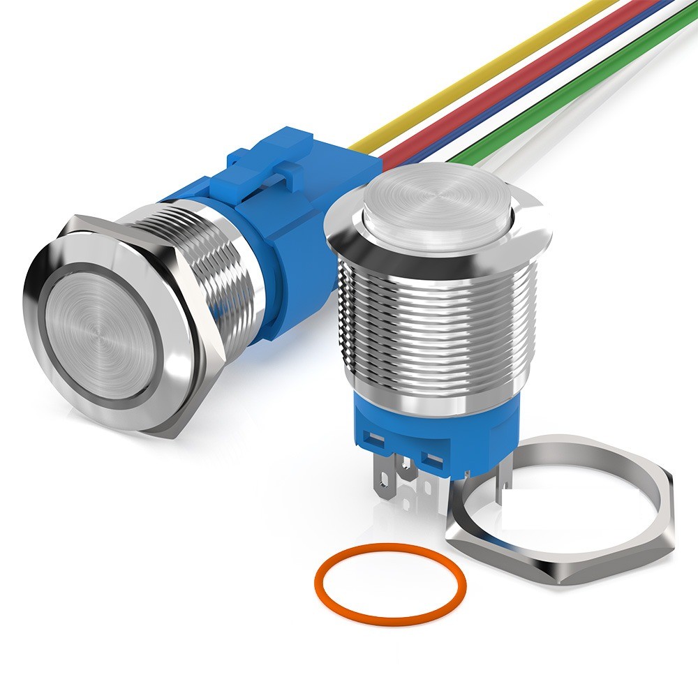 Jual Metal Push Button Switch 12MM LED Light Momentary 12V 220V Self ...