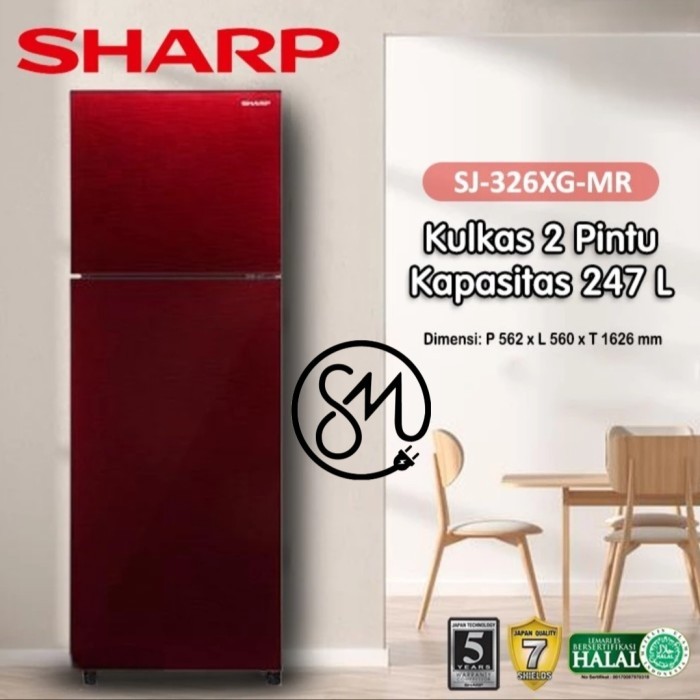Jual Kulkas Sharp 2 pintu SJ-326XG MR MS 247 L Shine SJ326XG Glass door | Shopee Indonesia