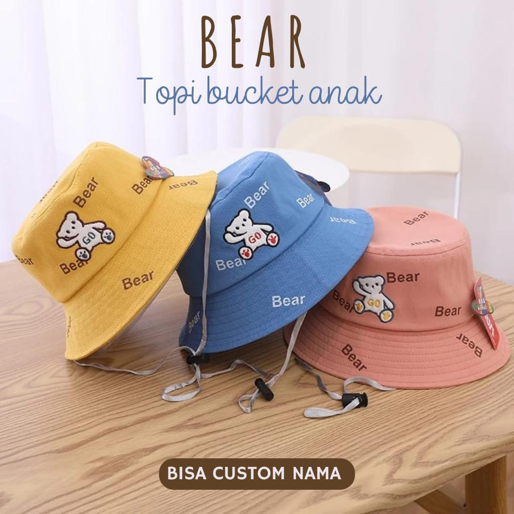 Jual Topi Bucket Anak Tali Motif Sablon Bear Banyak Gambar Lucu Terbaru ...