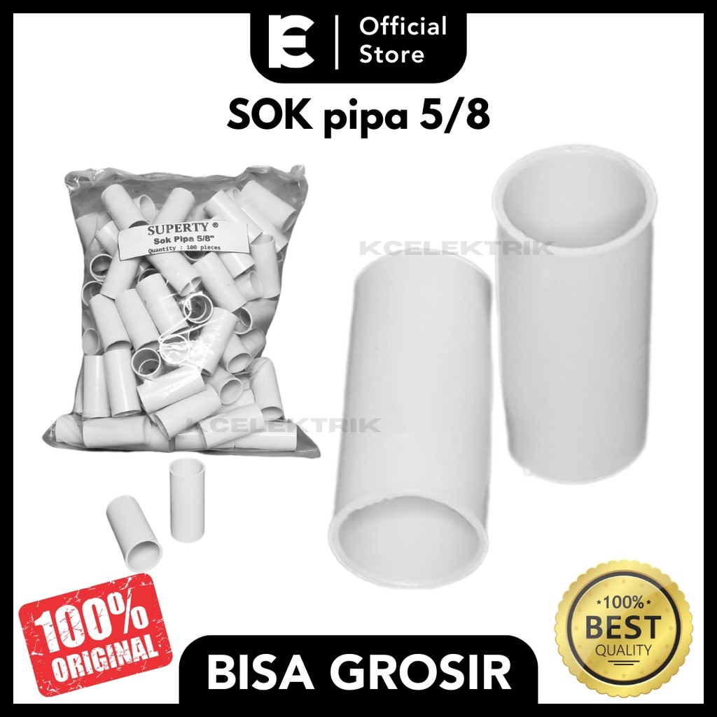 Jual SOK Pipa 5/8 Inch Putih SUPERTY Sambungan Pipa Plastik untuk ...