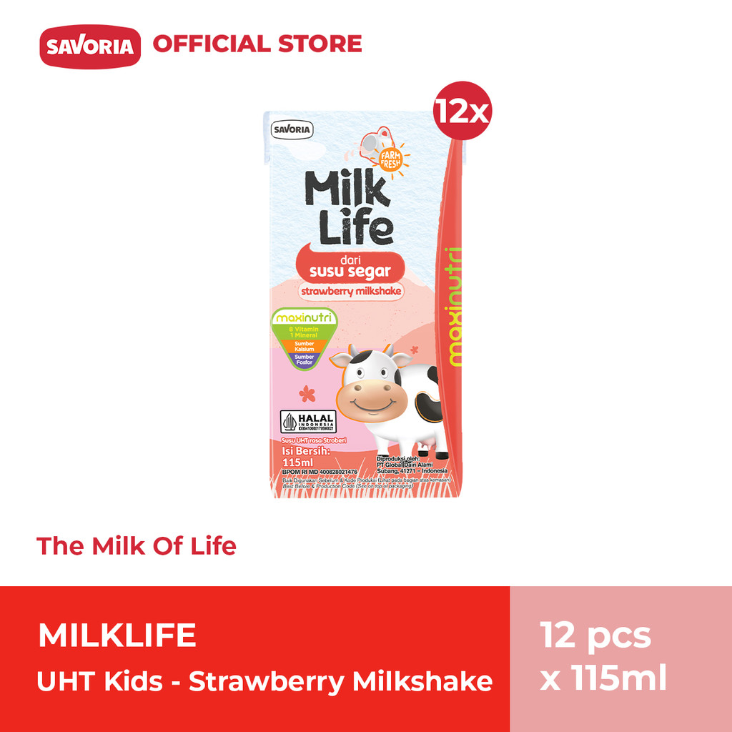 Jual MilkLife UHT Kids Strawberry Milkshake - Susu Rasa Stroberi 12 Pcs ...