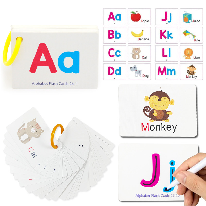 Jual Flash Cards Alphabet Double Sided Flash Cards Toddlers ABC Letters ...