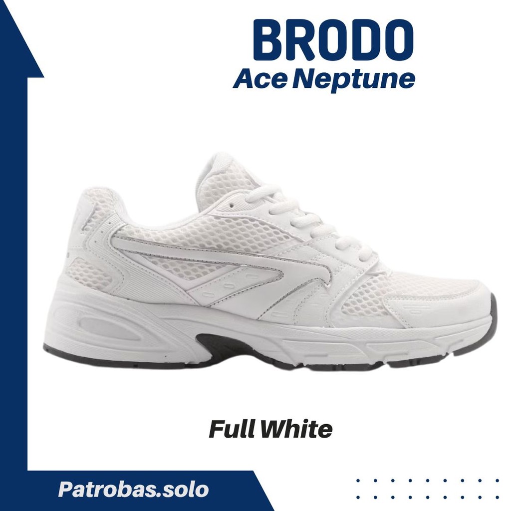 Jual BRODO Ace Neptune Full White Sepatu Sneakers Casual Sport Pria ...