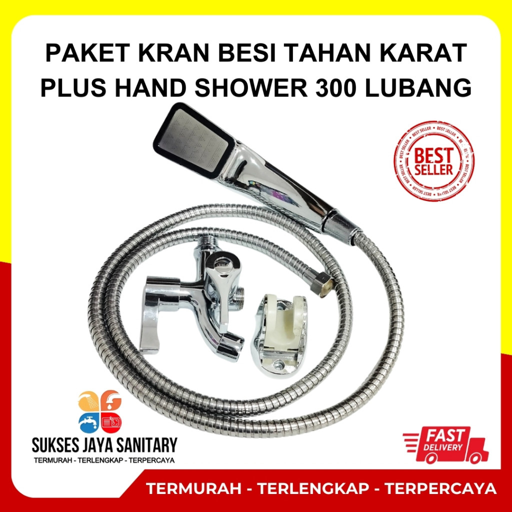 Jual AS34EG 4 IN 1 Paket Kran Besi Tahan Karat Plus Hand Shower 300 ...