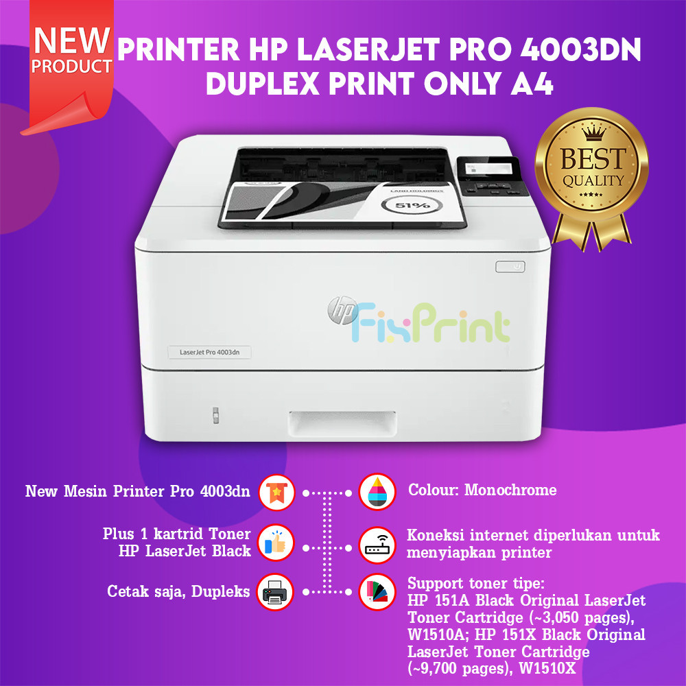 Jual FixPrint Printer HP LaserJet Pro 4003dn Print Only Monochrome ...