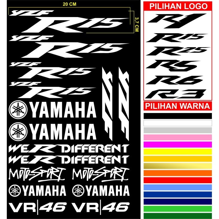 Jual Stiker Cutting Sticke Body Motor - YAMAHA R SERIES - R1 R15 R25 R5 ...