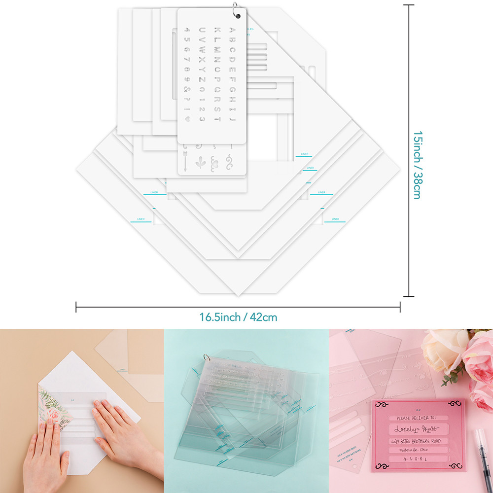 Jual 17pcs/set Envelope Tear Templates Envelope Folding Guides Alphabet ...