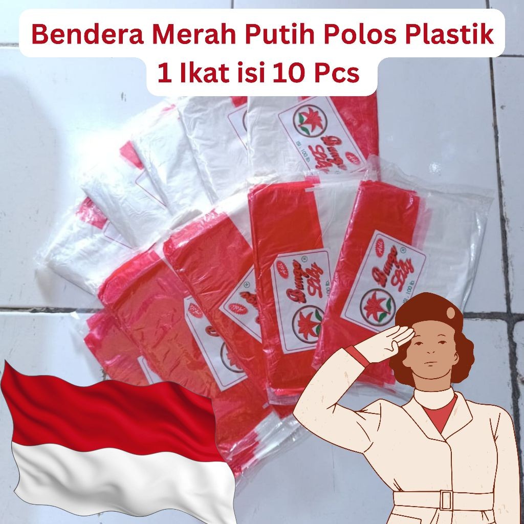Jual BENDERA MERAH PUTIH PLASTIK TANPA TALI 1 IKAT 1000PCS BENDERA ...