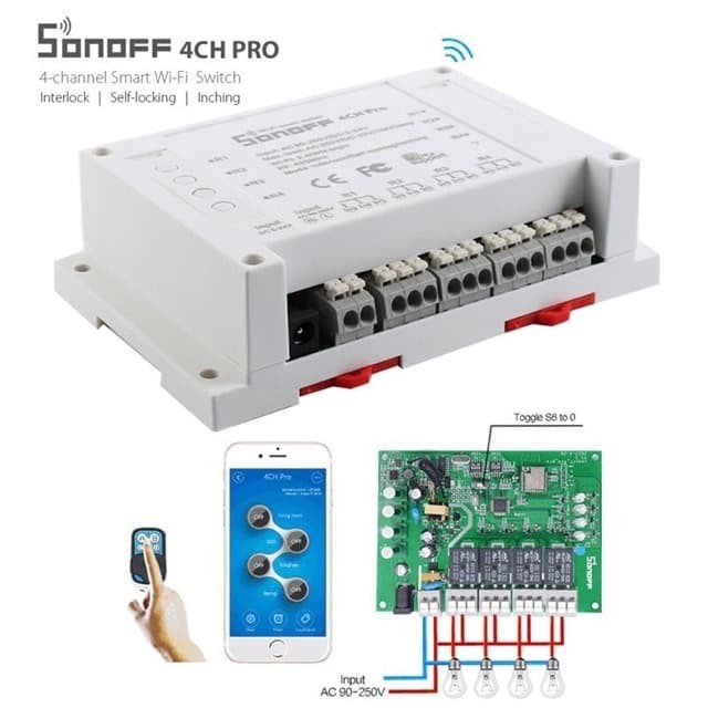 Jual Sonoff Pro 4Ch Wi-Fi RF 433MHz Smart Switch | Shopee Indonesia