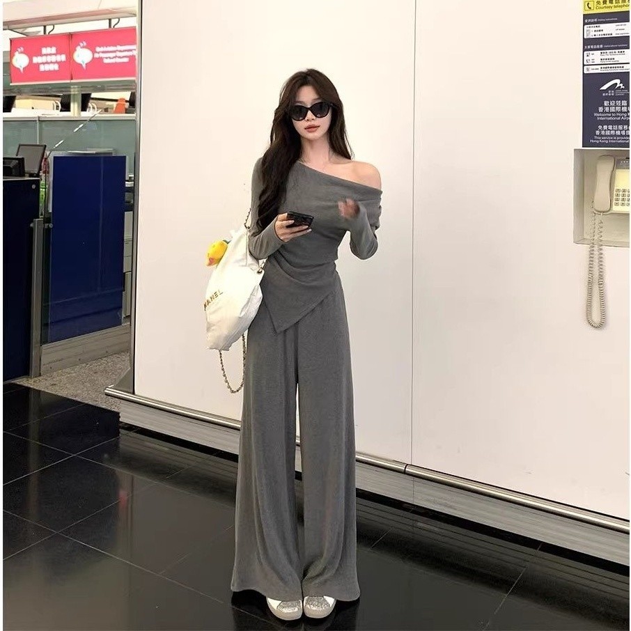 Jual Baju Set 2in1 Wanita Stylish | Atasan Off Shoulder + Celana Kulot ...