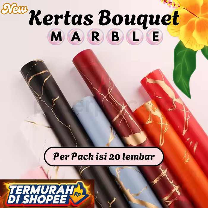 Jual [PREMIUM] KERTAS BUKET BUNGA CELLOPHANE MOTIF MARBLE MARMER MEWAH ...
