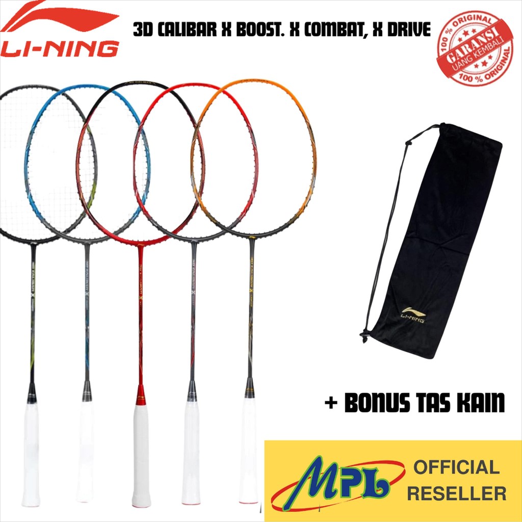 Jual RAKET BADMINTON LINING 3D CALIBAR X BOOST, X COMBAT, X DRIVE + TAS ...