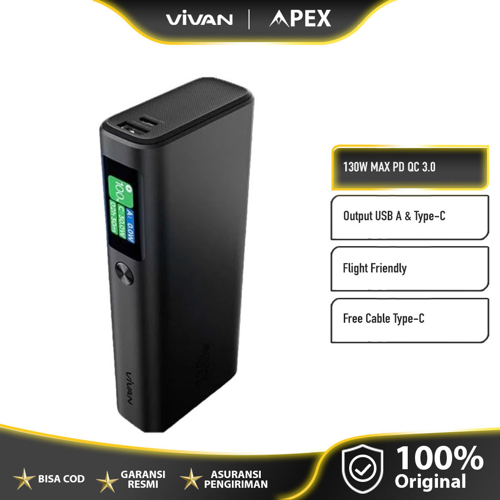 Jual VIVAN Smart Powerbank 20000mAh 130W Two-Way Fast Charging PD QC 3. ...