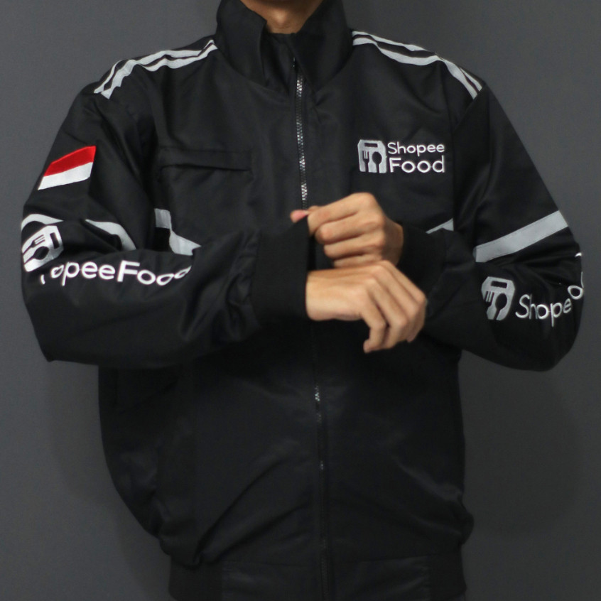 Jual Jaket bomber hitam ojek online / jaket shp food hitam / driver ...