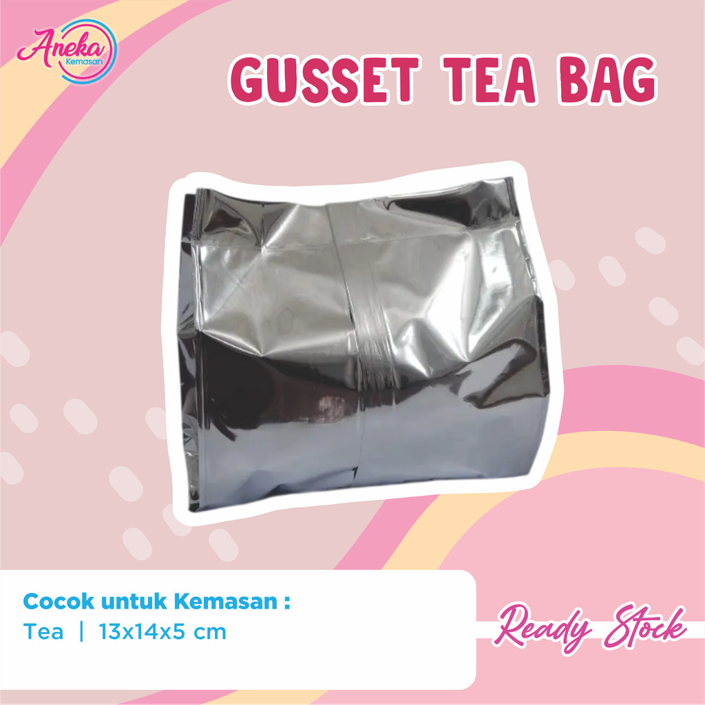 Jual Kemasan Gusset Tea Bag Metalize Polos Ukuran 13x14x5 Kemasan ...