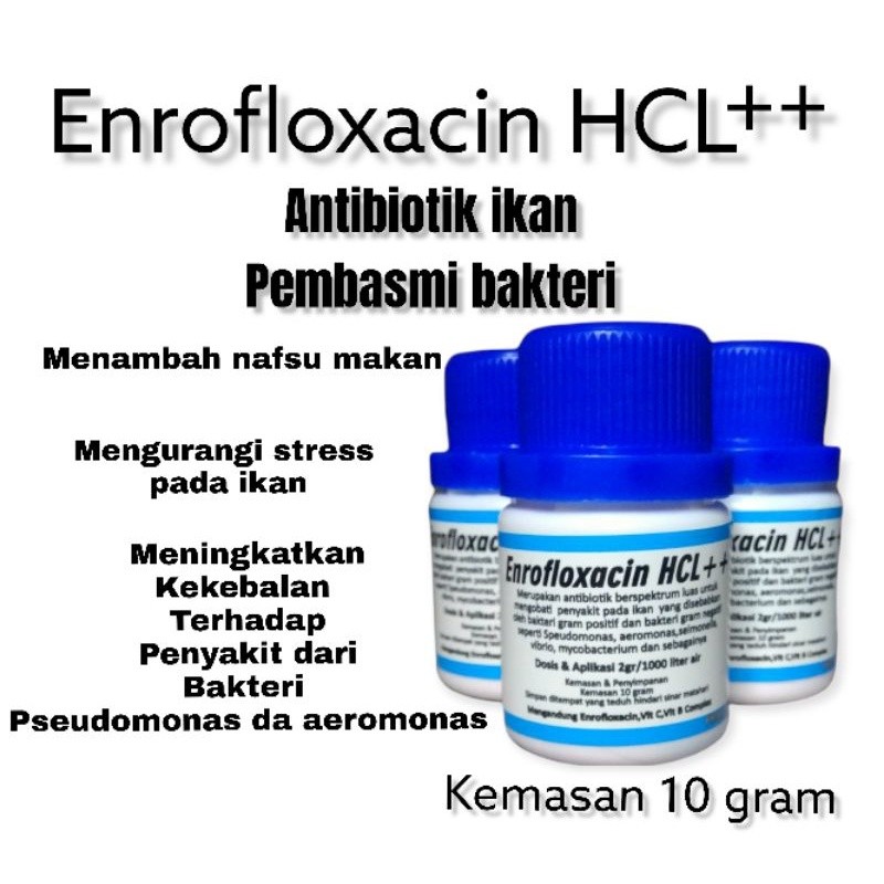 Jual Enrofloxacin TUTUP BIRU 10 gram/obat antibiotik ikan/floxacin/ENRO ...