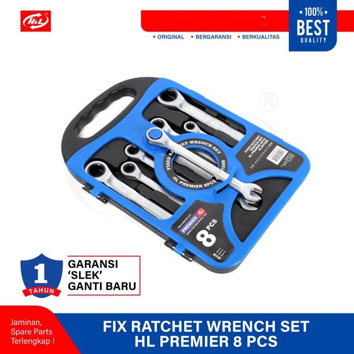 Jual HL Premier HL38T08B Fix Ratchet Wrench Set Kunci Ring Pas 8 Pcs | Shopee Indonesia
