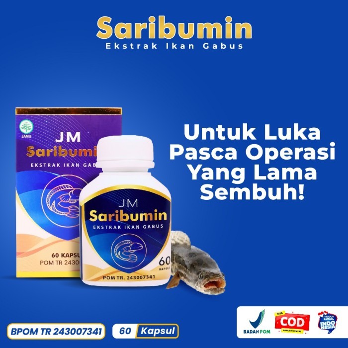 Jual Saribumin Kapsul Ekstrak Ikan Gabus Kutuk Channa Striata 60 Kapsul BPOM - Bantu Luka Pasca ...