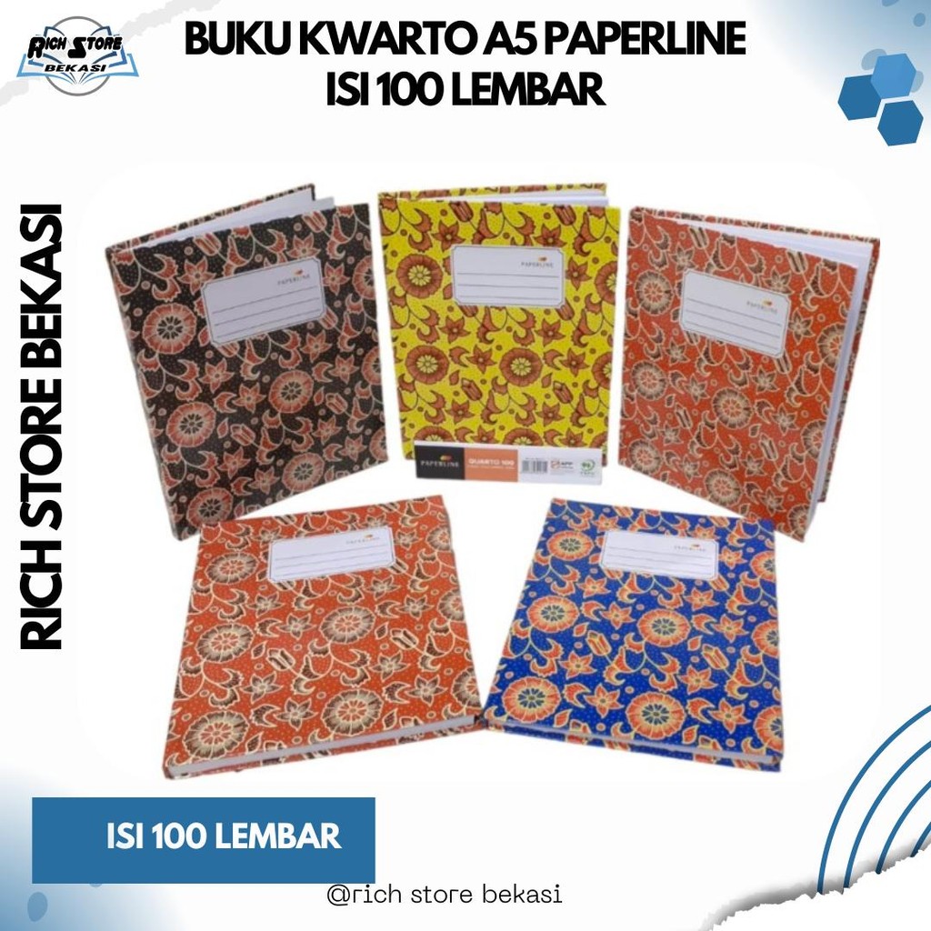 Jual BUKU KWARTO A5 MERK PAPERLINE ISI 100 LEMBAR HARGA 1 PCS COVER ...