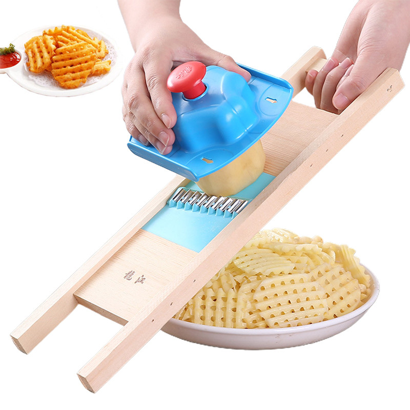 Jual Potato Cutter Potatoes Grid Slicer Solid Wood Vegetable Cutters ...