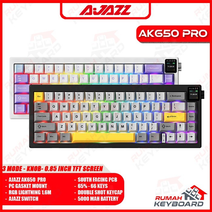 Jual AJAZZ AK650 PRO - 65% Layout - 0.85" Color Screen - Rotary Knob ...