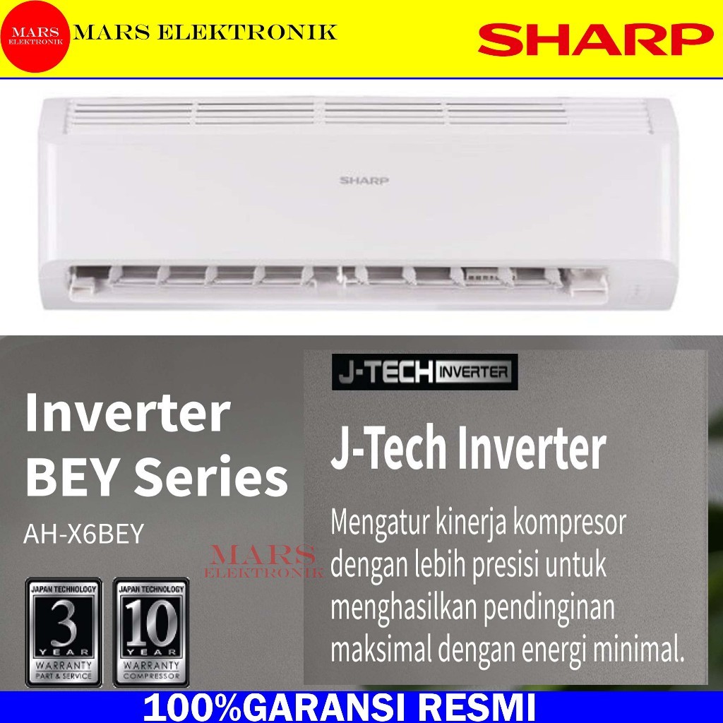 Jual AC SHARP AH-X6BEY 1/2 PK - J TECH INVERTER AHX6BEY GARUDA SERIES ...