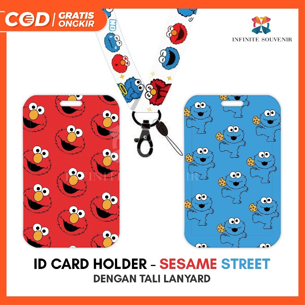 Jual [N004] Sesame Street / Name Tag Card Holder Motif Elmo Cookie Lucu ...