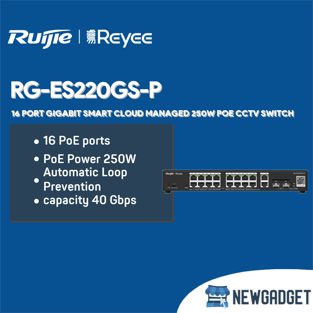 Jual RUIJIE REYEE RG-ES220GS-P 16 PORT GIGABIT SMART CLOUD MANAGED 250W ...