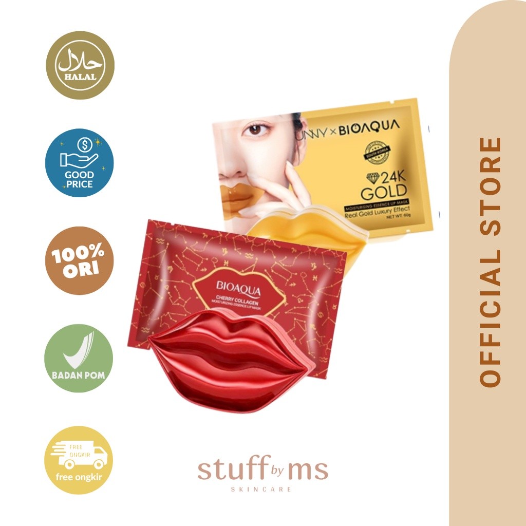 Jual BIOAQUA 24K Gold & Cherry Collagen Lip Mask || Masker Bibir ...