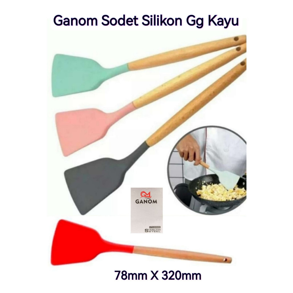 Jual Ganom Sodet Irus Sotil Silikon Gagang Kayu Segitiga / Segitiga ...
