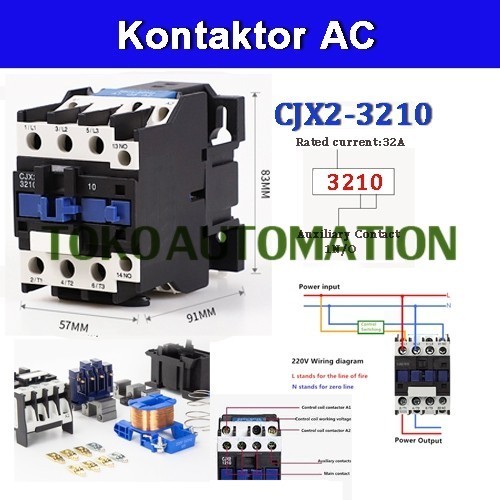 Jual FS88 CJX2-3210 CJX2 3210 220V AC 32A 1NO Contactor Motor Starter Relay SD59 | Shopee Indonesia