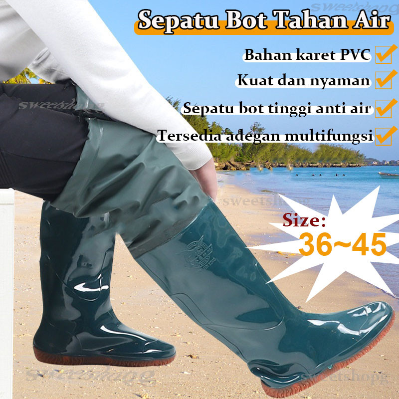 Jual 【COD】Sepatu Bot Tinggi Anti Air PVC Impor Nelayan Mancing Sepatu ...