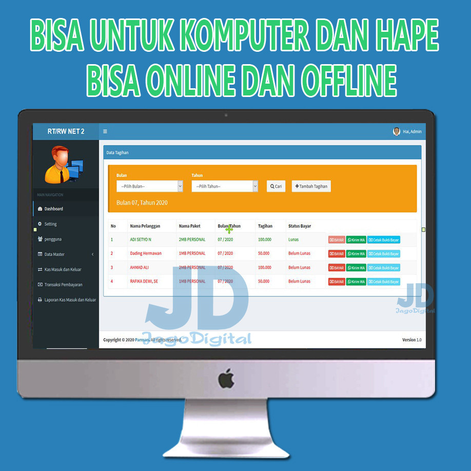 Jual Aplikasi tagihan internet rt rw bisa online dan offline | Shopee ...