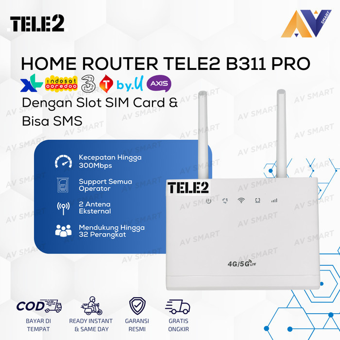 Jual WiFi Wireless Router Tele2 B311 Pro Unlock All Operator SIM Card with 1/2 Port LAN Ethernet ...