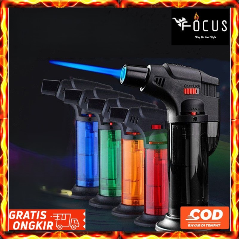 Jual FOCUS Firetric Korek Api Gas Butane Torch Jet Windproof isi Ulang ...