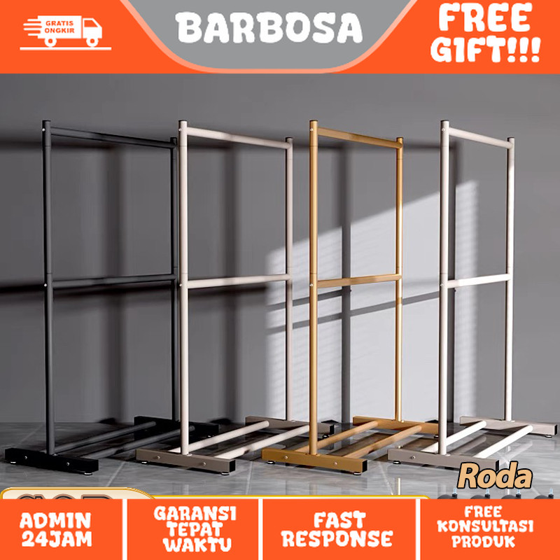 Jual Rak Gantungan Baju 2 Susun Dengan Roda Gantungan Baju Besi Rak ...