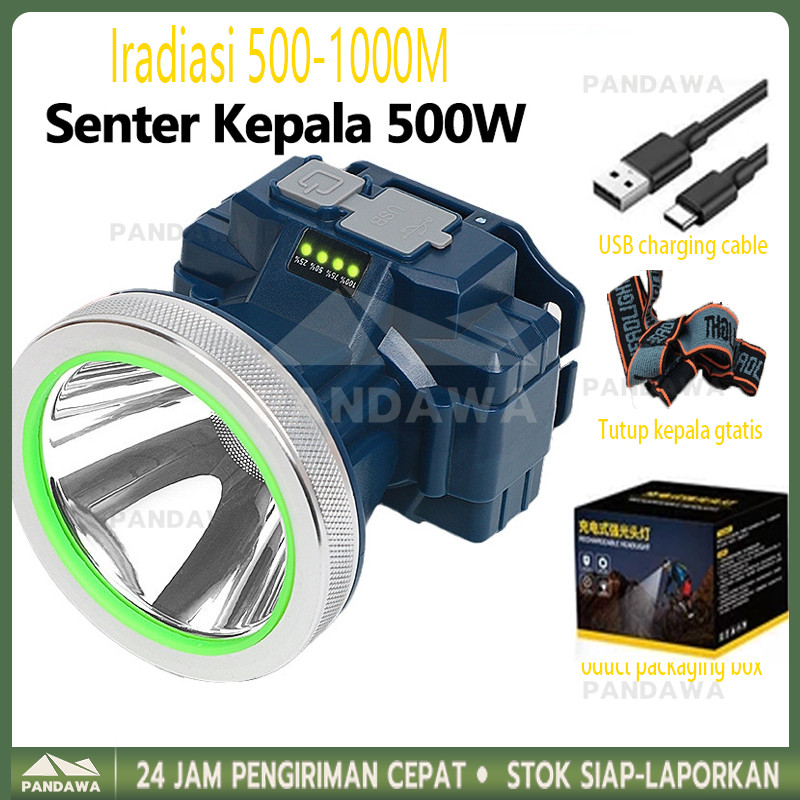 Jual Senter Kepala Super Terang USB 500W / 300W Senter Kepala Dapat Digunakan Waterproof LED ...