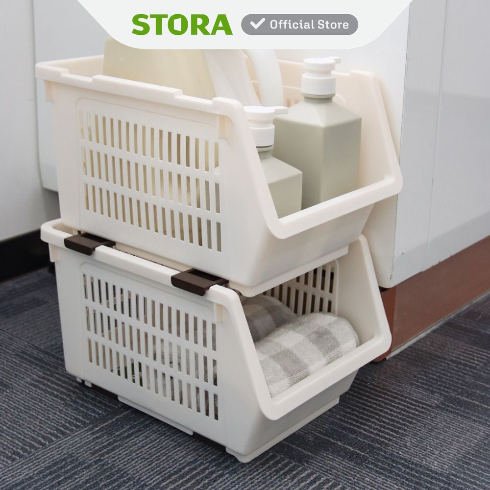 Jual Stora 35X23.5X20 cm Keranjang Penyimpanan Stackable - Krem Beige ...