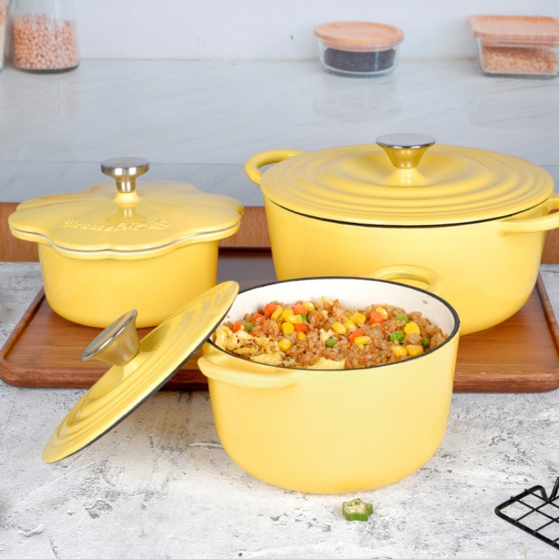 Jual Goose Yellow Enamel Pot Cookware Cauldron Cast Iron , Home Non ...