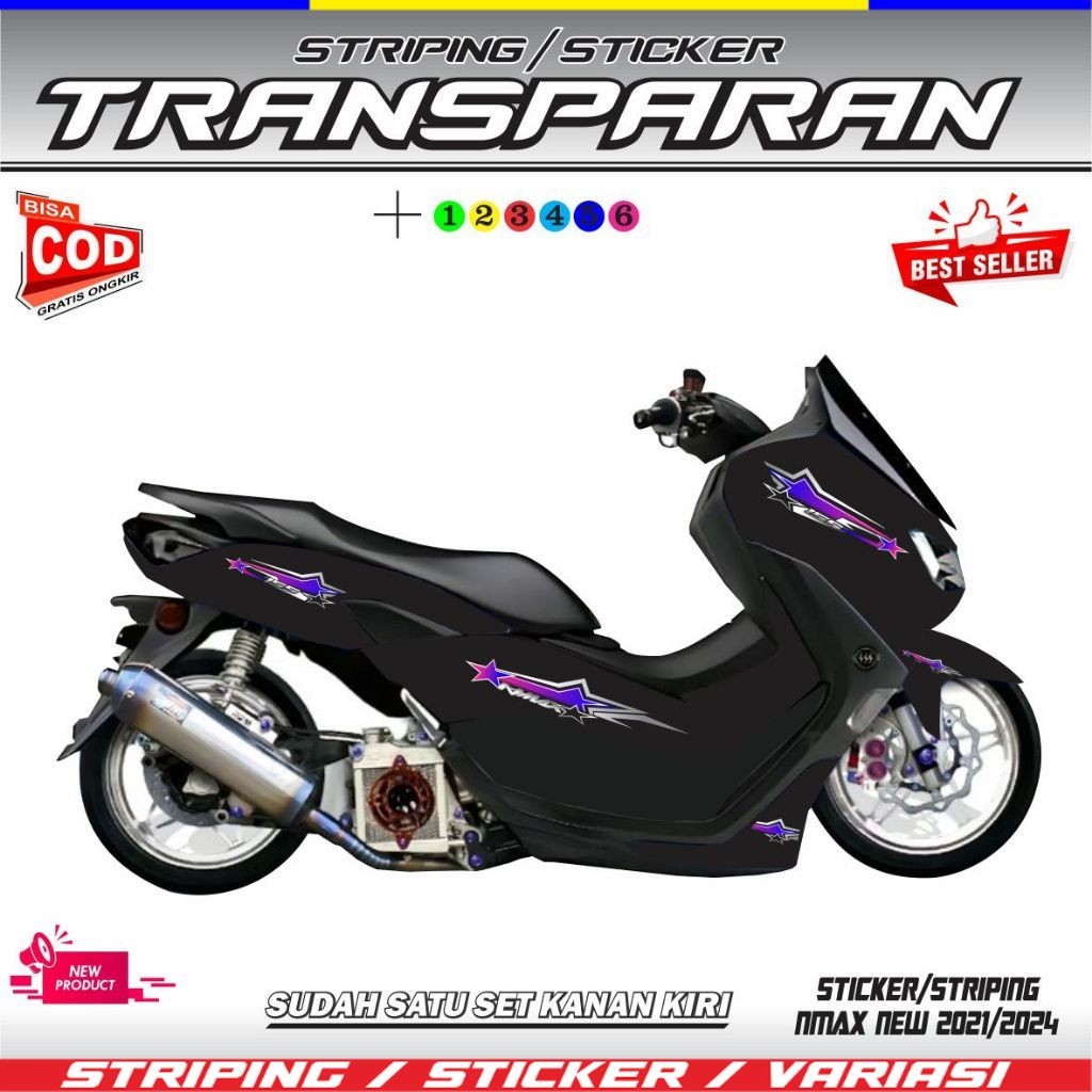 Jual Sticker Transparan Uv Nmax New Desain Bintang Star Garis Simple ...