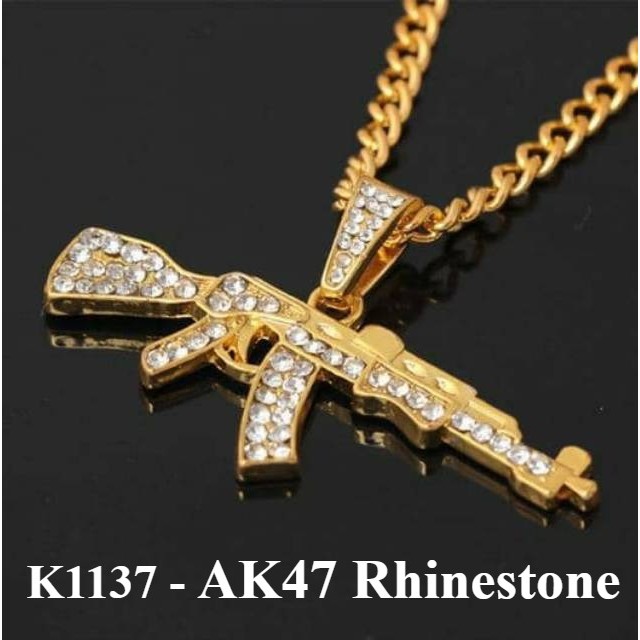 Jual Kalung Senapan Serbu AK47 Rhinestone K1137 | Necklace Curb Cuban ...