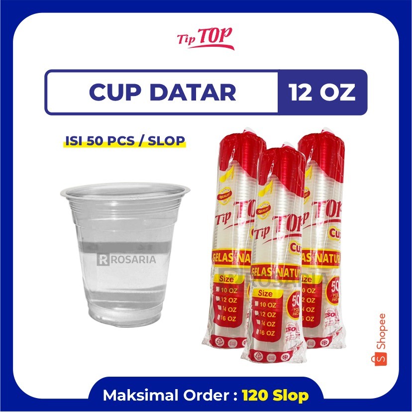 Jual CUP POLOS DATAR 12 OZ TIPTOP 5 gr Plastik Bening Gelas Minuman ...