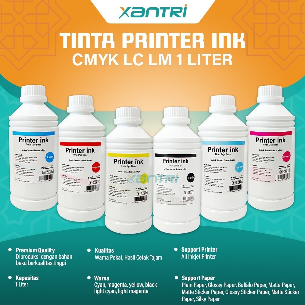 Jual Xantri - Tinta Print Photo Quality 1 Liter Black Color Cyan ...