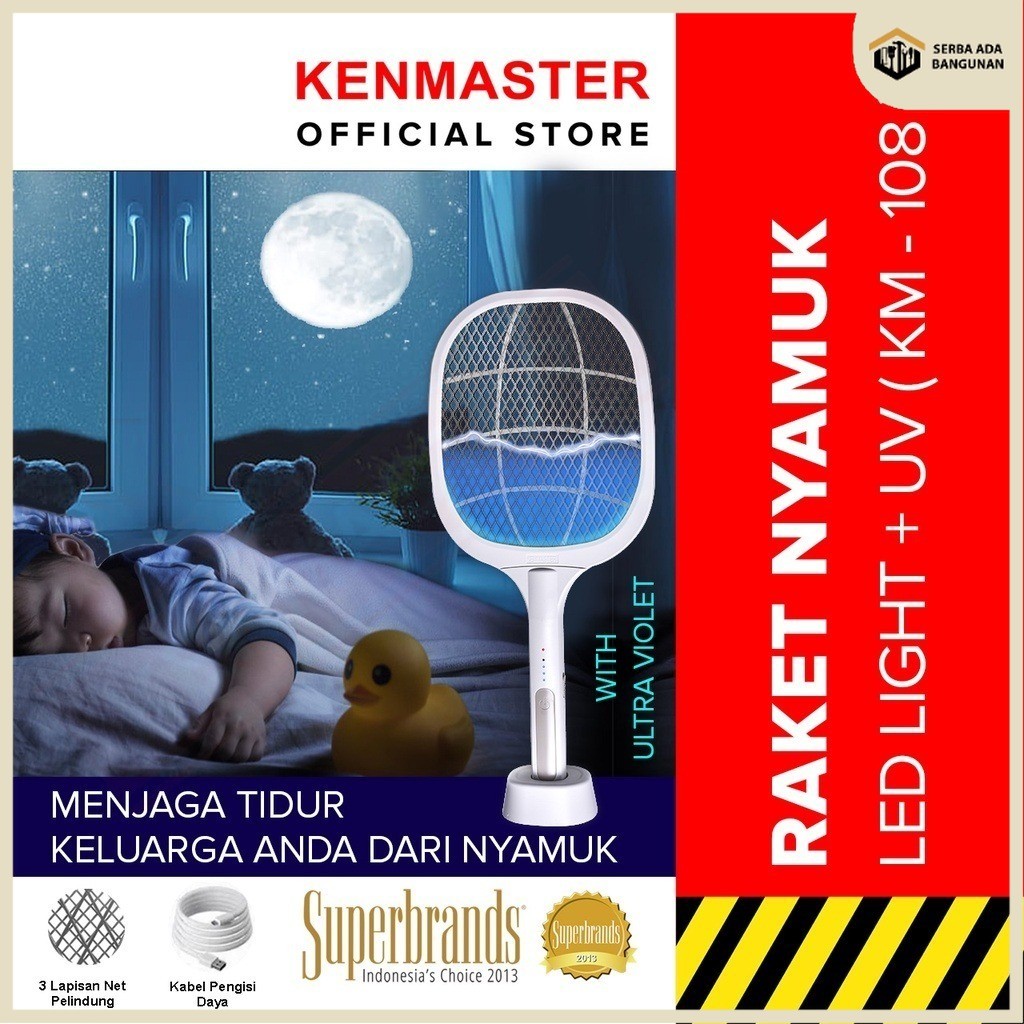 Jual Kenmaster Raket Nyamuk 2 IN KM-108 + Lampu LED + UV / Di Gantung ...
