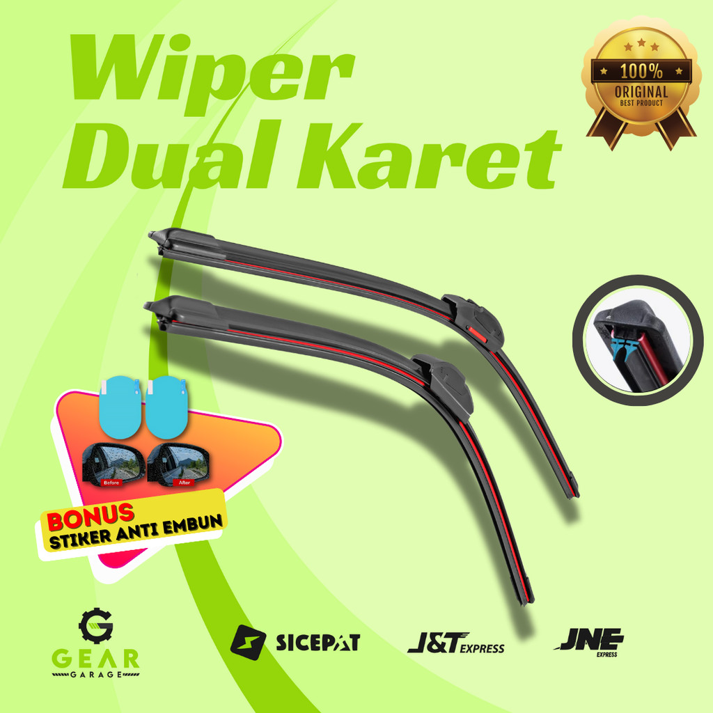 Jual Wiper Dual Karet Double Karet Frameless Universal Model Karet ...