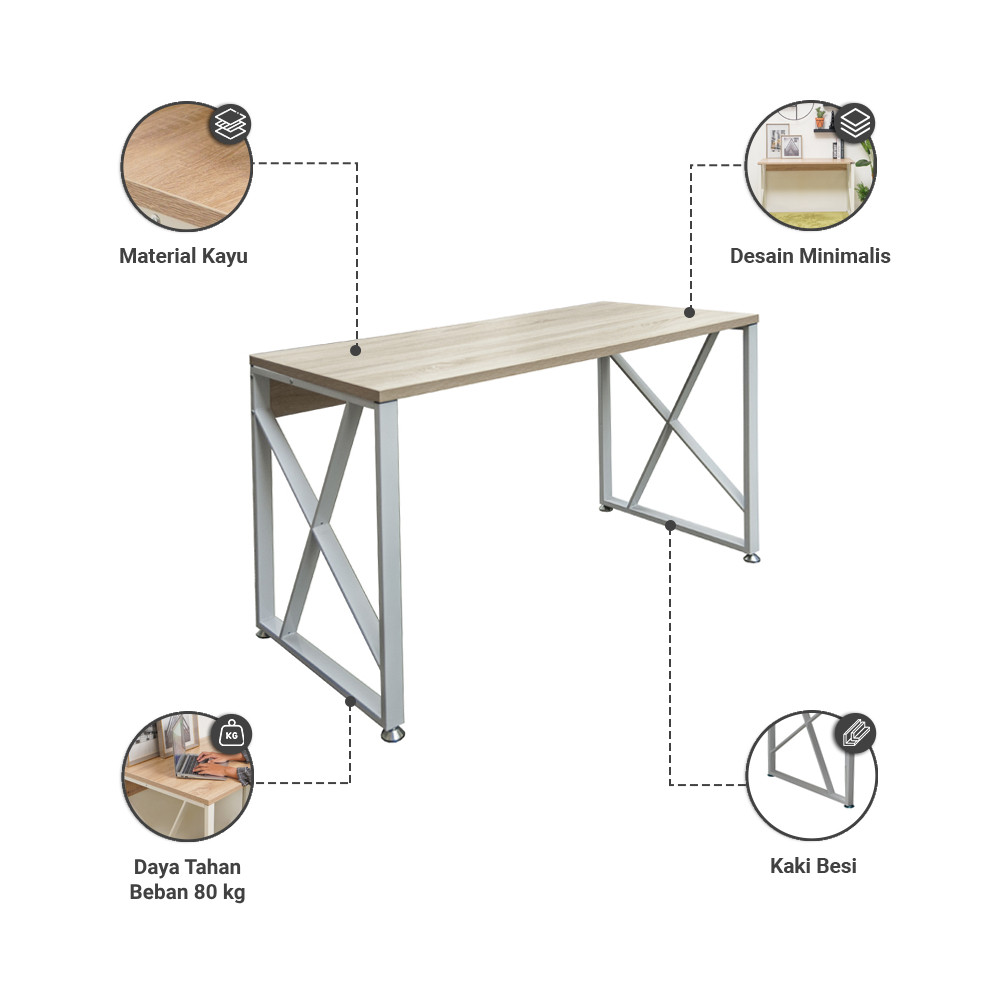 Jual Informa Lexee Meja Kantor - Cokelat Oak/Putih Office Table ...