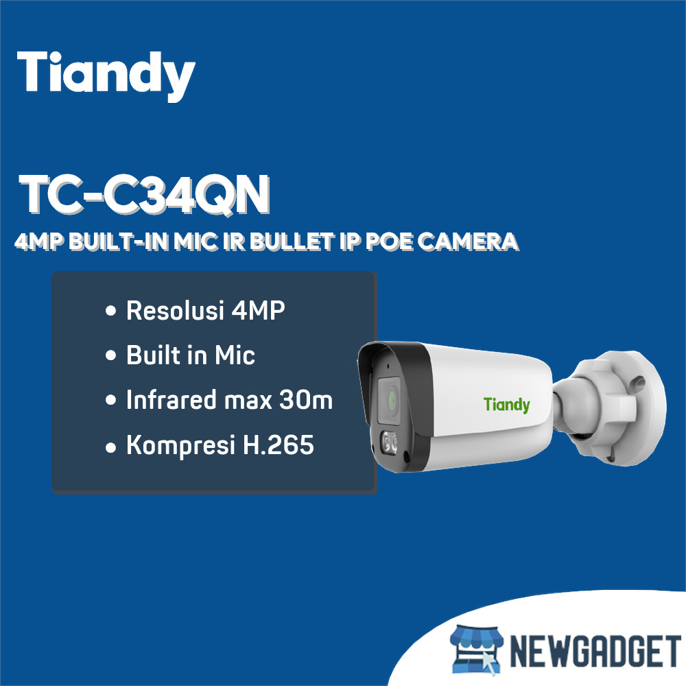 Jual TIANDY TC-C34QN 4MP BUILT-IN MIC IR BULLET IP POE CAMERA | Shopee ...