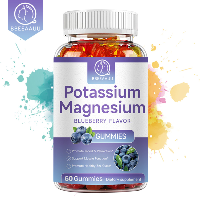 Jual BBEEAAUU Potassium Magnesium Gummies 400mg Promote Mood ...